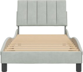 Rám postele bez matrace Hanko světle šedý 90 x 200 cm samet 3207825