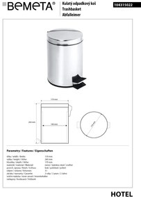 Bemeta Design Odpadkový koš 3 l, nerez, lesk -