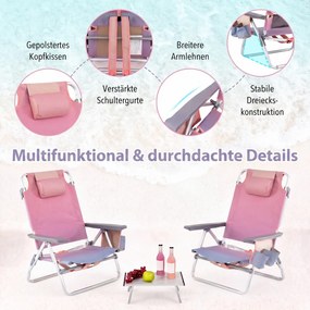 Costway Sada 2 plážových židlí se stolem, skládací kempingové židle s – barvitý