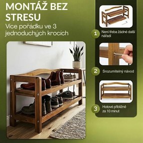 Regál na boty RUSTIC, 5polic, 95x26x82cm, přírodní hnědá Casaria