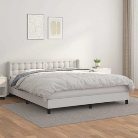 Box spring postel s matrací bílá 160x200 cm umělá kůže 3130788