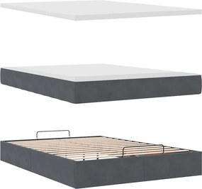 Osmanský rám postele s matrací tmavě šedá 140x190cm samet 3311184