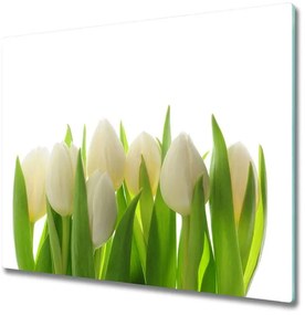 Skleněná deska - D28819889 - Tulipány bílé 60 x 52 cm