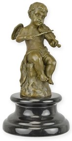 Bronzová socha - Putto hrající na housle anděl