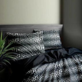 Ervi bavlněné povlečení oboustranné - Leopard šedý/černé