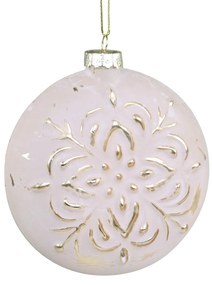 Pudrovo - zlatá placatá skleněná vánoční koule - 8*3*11cm