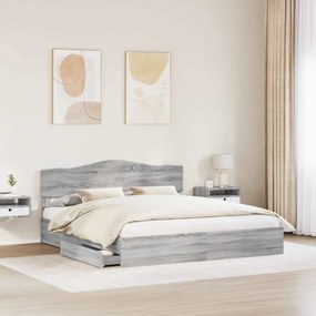 Postel s úložným prostorem se zásuvkou Šedá Sonoma 200 x 200 cm 3413066
