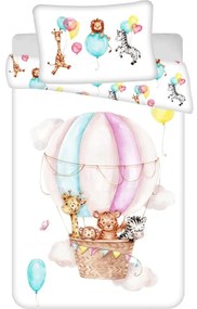 Jerry Fabrics s. r. o. Bavlněné povlečení do postýlky 135x100 + 40x60 - Zvířata létající balón