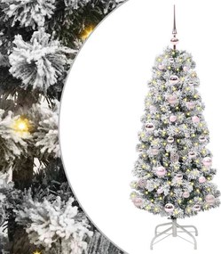 Umělý Skládací Vánoční Strom 150 LED Zelená a bílá 120 cm 3395579