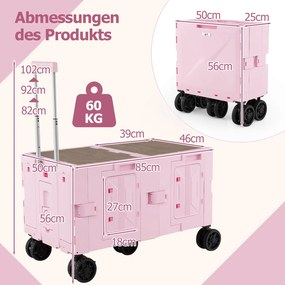 Costway Skládací ruční vozík se stolní deskou a 2 boxy
