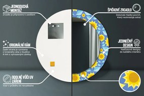 Kulaté dekorativní zrcadlo Geometrické slunečnice fi 60 cm