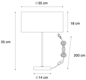 Stolní lampa mosazná s oválným sametovým stínidlem zelená 35 cm - Simplo