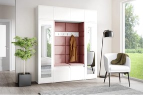 Eka Předsíňová stěna s čalouněnými panely Trinity 32 - Bílá / Tmavá růžová 2323
