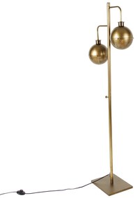 Průmyslová stojací lampa bronzová 2-světelná - Haicha