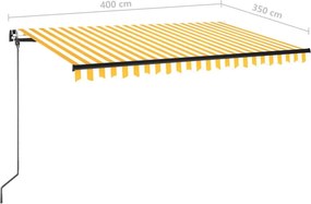 Ručně zatahovací markýza 400 x 350 cm žlutobílá 3069178