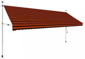 Ručně zatahovací markýza oranžová / hnědá Dekorhome 350 cm