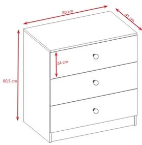 Komoda Babydreams 80 cm formule zelená