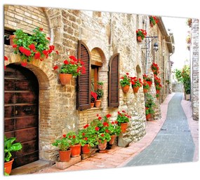 Skleněný obraz - Malebná Italská ulička (70x50 cm)