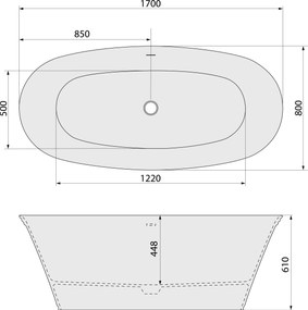 Polysan Polysan, FLORINA volně stojící vana litý mramor 170x80x61cm, bílá, 93858