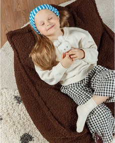 Tmavě hnědý dětský sedací vak z textilie bouclé Warm Hazel – Wigiwama