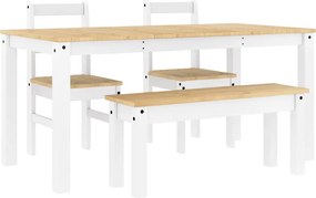 Jídelní set ze 4 kusů PANAMA Bílé masivní dřevo borovice 3345178