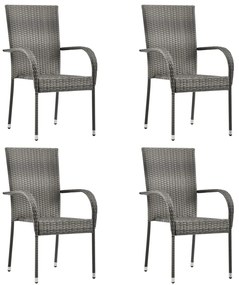 Stohovatelné zahradní židle 4 ks šedé polyratan,  310085