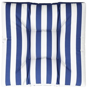 vidaXL Poduška na palety modré a bílé pruhy 70 x 70 x 12 cm textil