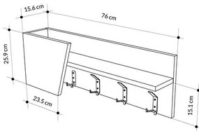 Nástěnný věšák Houseland Eleva dub safírový/antracitově šedý