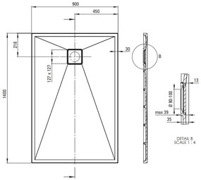 Aplomo Correo obdélníková sprchová vanička, černá Rozměr vaničky: 140x80cm