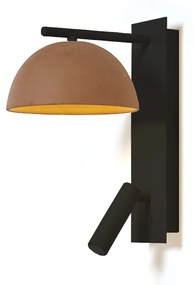 Nástěnná hliněná lampička ke čtení Absis Reader Vertical Barva stínítka: Terracotta, Barva svítidla: Černá