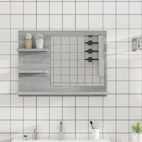 Koupelnové zrcadlo šedé sonoma 60x10,5x45 cm kompozitní dřevo - Default Title
