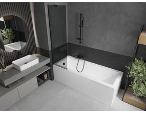 Mexen Next, vanová zástěna 1-křídlová 50 x 150 cm, fixní křídlo, 6 mm šedé sklo, černý profil, 895-050-000-00-40-70