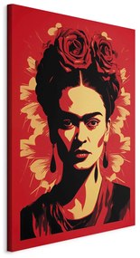 Frida Kahlo - Portrait With Roses on Head on Red Background [Large Format]