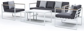 Sensum Hasseludden Set lounge nábytku, 5 dílů, hliník, polyester, polywood, bílá, šedá