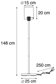 Designová stojací lampa černá s kouřovým sklem - Dome