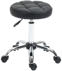 HOMCOM Vinsetto Roll Stool Výškově nastavitelná otočná pracovní stolička černá Ø35,5 cm, umělá kůže pro kancelář a salon 51-67 cm | Aosom.de