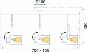 Toolight - Reflektorová lampa 3 x E27 APP487-3C, černá, OSW-00653