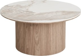 Béžový/v přírodní barvě kulatý konferenční stolek s deskou v dekoru mramoru ø 80 cm Athens – House Nordic