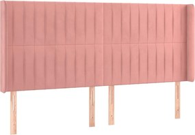 Čelo postele typu ušák růžové 203x16x118/128 cm samet 3119889