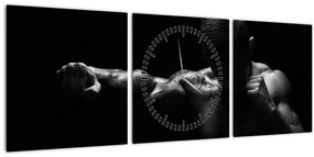 Obraz - Úder pěstí (s hodinami) (90x30 cm)