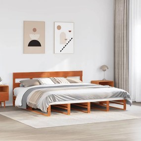 Postel bez matrace voskově hnědá 200 x 200 cm masivní borovice 3302308