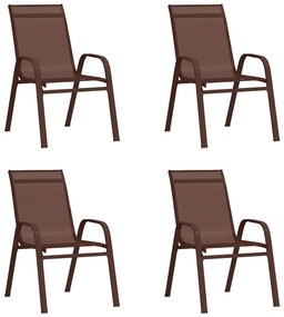 Stohovatelné zahradní židle 4 ks hnědé textilenová tkanina,  318782