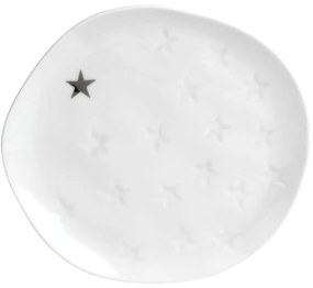 Räder Bílý porcelánový talíř HVĚZDY, malý