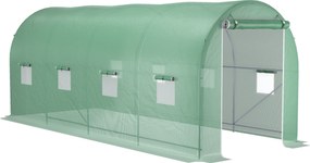 Outsunny Skleník na rajčata s oknem 500x200x210cm zelený polytunel pro zahradu a pěstování rostlin | Aosom.de