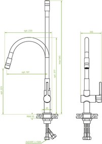 Laveo Alita, stojánková dřezová baterie s elastickým ramenem, 2-funkční výtok, černá matná-chromová, LAV-BVA_762D