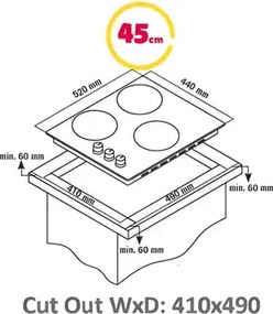 Simfer H4.030.DECSP černá / Sklokeramická varná deska / 45 cm / 3 zóny