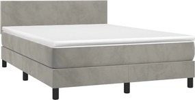 Box spring postel s matrací světle šedá 140x200 cm samet 3141185