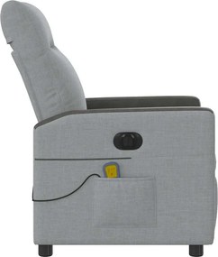Elektrické masážní polohovací křeslo světle šedé textil 3324045