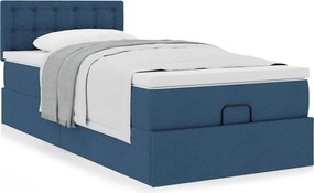 Osmanský postel s matrací modrá 90x200 cm textil 3311600