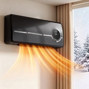 HOMCOM nástěnné keramické topidlo 1000/2000 W s termostatem a ovladačem, černé